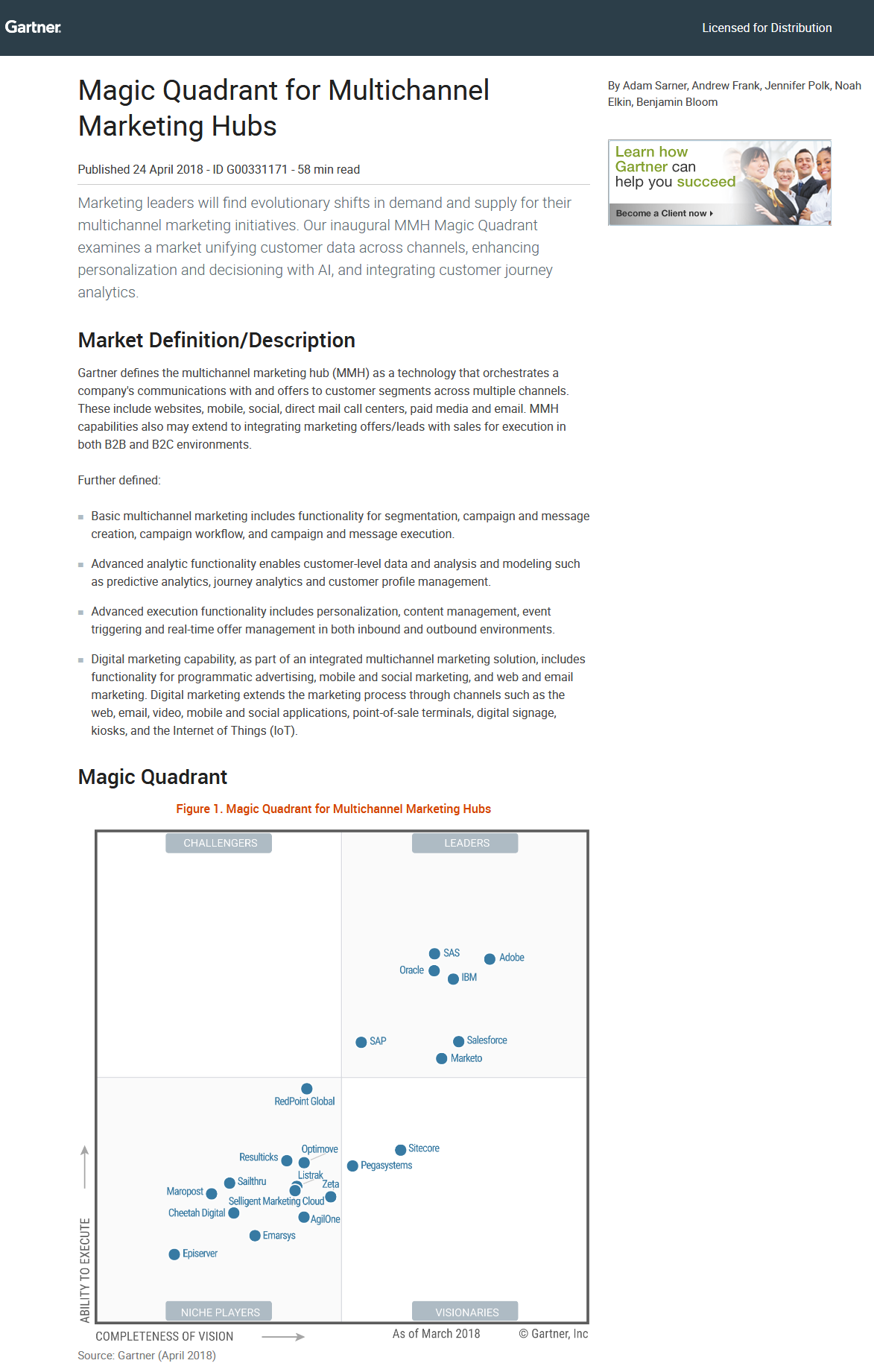 Magic Quadrant for Multichannel Marketing Hubs — MarTech Series